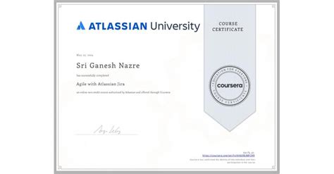 Sri Ganesh Nazre On Linkedin Completion Certificate For Agile With Atlassian Jira