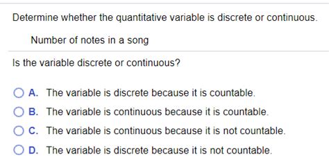 Solved Determine Whether The Quantitative Variable Is