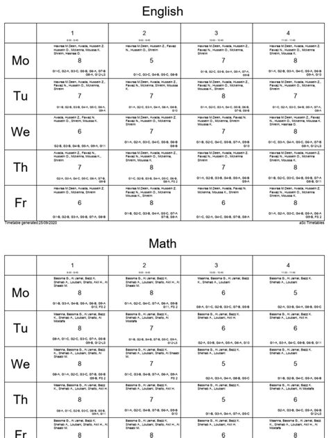 Schedule Classes Pdf