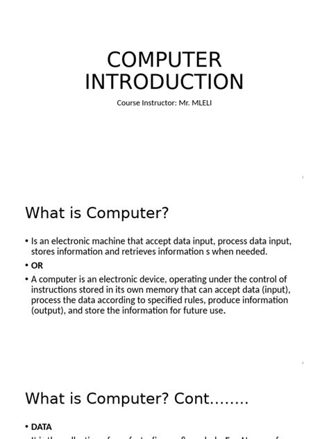 01 Computer Introduction Pdf Computer Data Storage Computer Hardware
