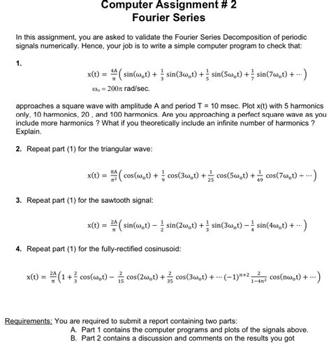 Solved Computer Assignment 2 ﻿fourier Seriesin This
