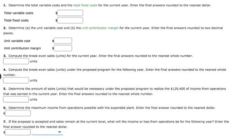 Solved Determine The Amount Of Sales Units That Would Be Chegg Com