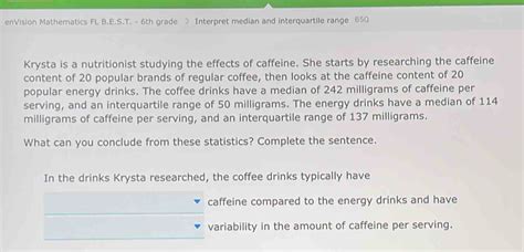 Solved Envision Mathematics Fl Best 6th Grade Interpret Median