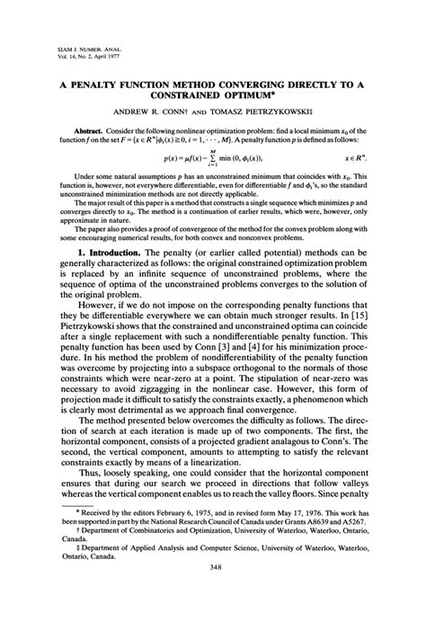 Pdf A Penalty Function Method Converging Directly To A Constrained