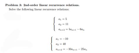 answered problem 3 2nd order linear recurrence… bartleby