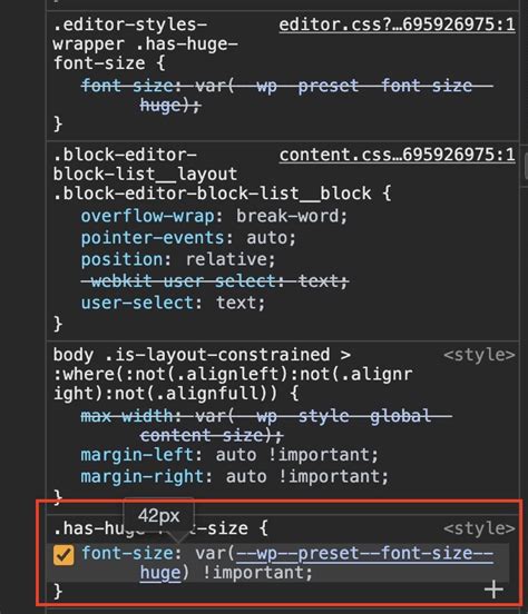 Font Size Huge Does Not Respect The Size Specified In Theme Json Issue WordPress