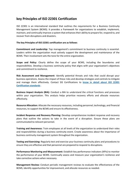 Ppt Key Principles Of Iso 22301 Certification Powerpoint Presentation Id 12497140