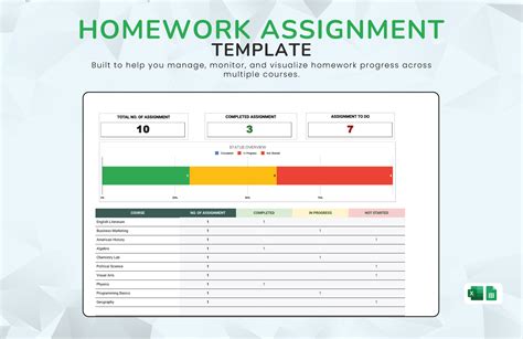 free assignment templates in excel to download