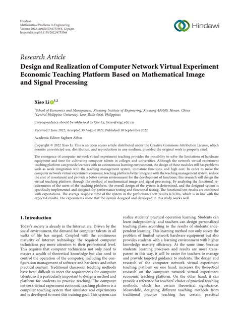 Pdf Design And Realization Of Computer Network Virtual Experiment Economic Teaching Platform