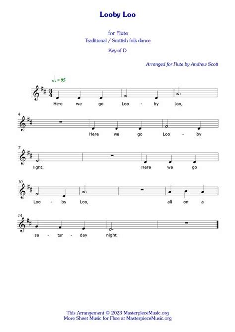Looby Loo Free Sheet Music For The Flute