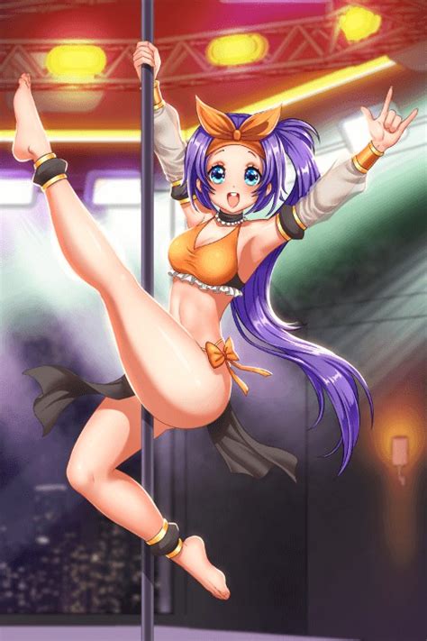 Rule 34 Blue Eyes Blue Hair Orange Bow Pole Pole Dancing Spiral