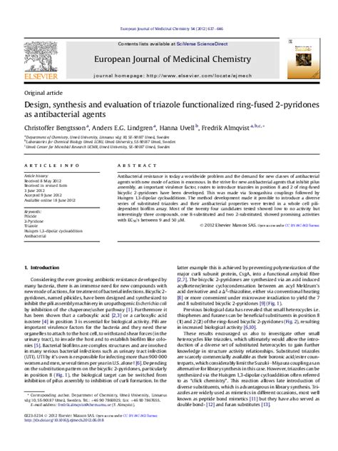 Pdf Design Synthesis And Evaluation Of Triazole Functionalized Ring