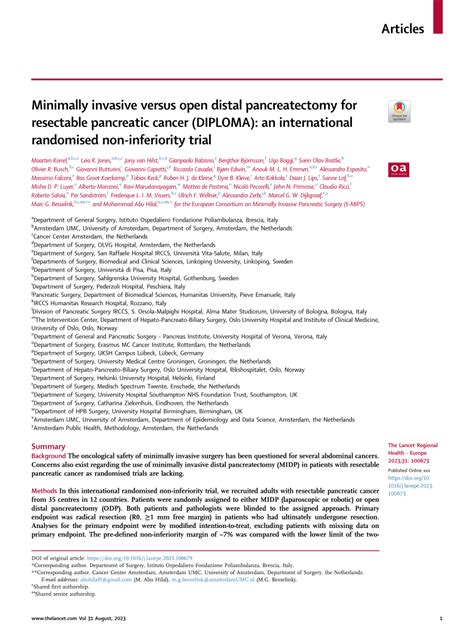 Pdf Minimally Invasive Versus Open Distal Pancreatectomy For Resectable Pancreatic Cancer
