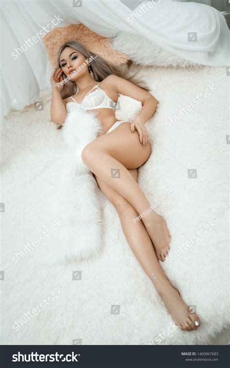 Sexy Blonde On Bed White Lingerie Stock Photo Shutterstock
