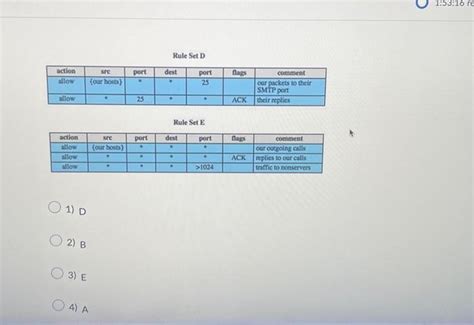 solved rule set d rule set e 1 d 2 b 3 e 4 awhich