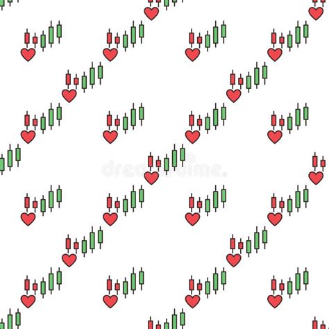 Crypto Chart Pattern And Red Heart Vector Investment Passion Colored Seamless Pattern Stock