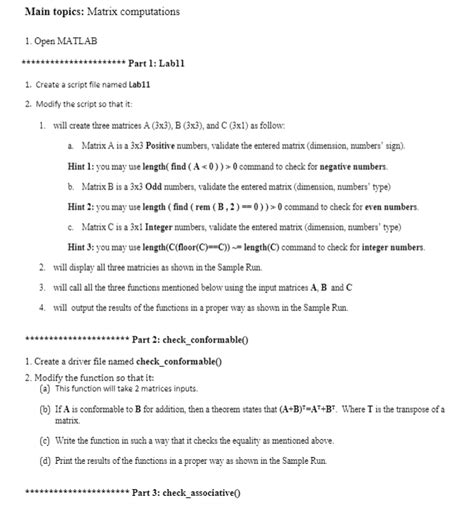 Solved Main Topics Matrix Computations 1 Open Matlab