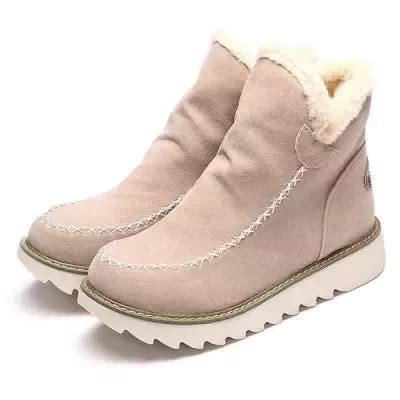 Pure Color Warm Fur Lining Winter Ankle Snow Boots For Women Winter Boots Women Ankle Snow