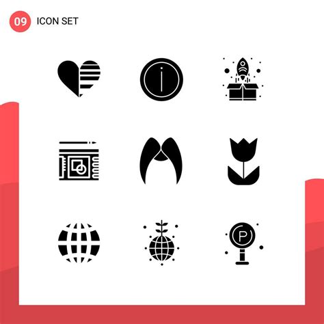 9 Thematic Vector Solid Glyphs And Editable Symbols Of Success Layout Info Graph Up Editable