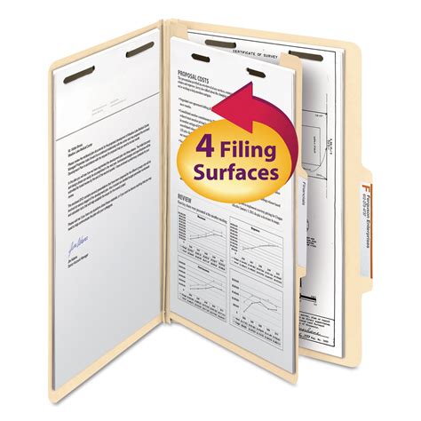 Four Section Top Tab Classification Folders 2 Expansion 1 Divider 4 Fasteners Legal Size