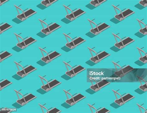 전기 러닝머신 3d 아이소메트릭 원활한 패턴 피트니스 러닝 장비 컨셉 포스터 및 소셜 배너 포스트 디자인 일러스트레이션 복사