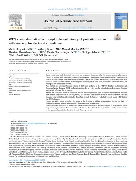 Pdf Seeg Electrode Shaft Affects Amplitude And Latency Of Potentials Evoked With Single Pulse