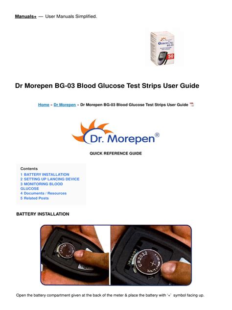 Dr Morepen Bg 03 Glucometer Guide Pdf