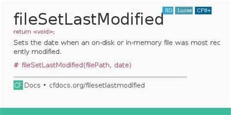 filesetlastmodified code examples and cfml documentation