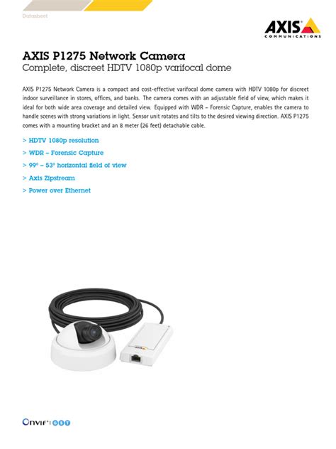 Datasheet Axis P1275 Network Camera En Us 333171 Pdf Camera File