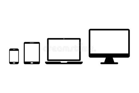 Device Icon Set In Flat Style Smartphone Tablet Laptop And Desktop