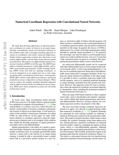Pdf Numerical Coordinate Regression With Convolutional Neural Networks