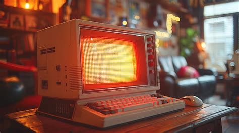premium photo vintage computer screen displaying pixelated startup