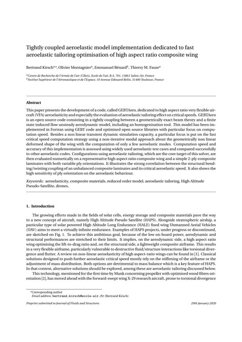 Pdf Tightly Coupled Aeroelastic Model Implementation Dedicated To