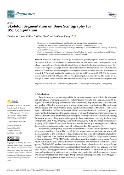 Pdf Skeleton Segmentation On Bone Scintigraphy For Bsi Computation