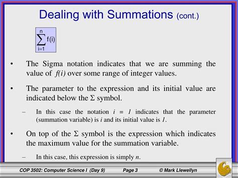 Ppt Cop 3502 Computer Science I Spring 2004 Day 9 Algorithm