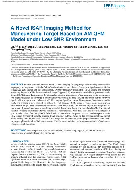 Pdf A Novel Isar Imaging Method For Maneuvering Target Based On Am