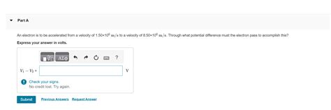 Solved Part Aan Electron Is To Be Accelerated From A