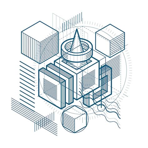 Premium Vector Abstract Design With 3d Linear Mesh Shapes And Figures Vector Isometric