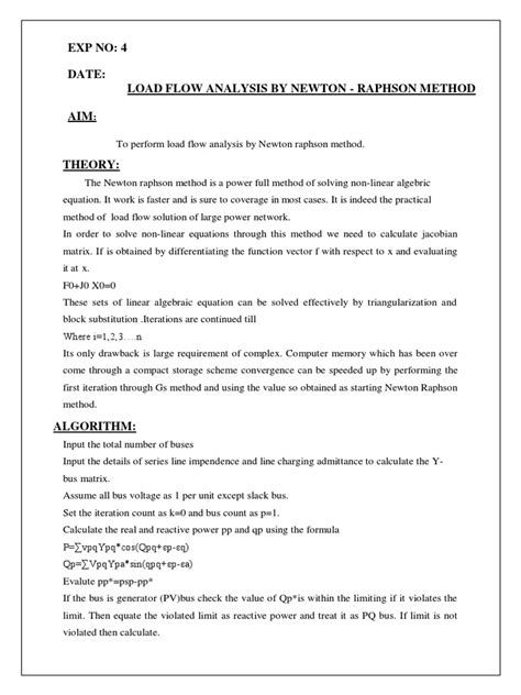 Newton Raphson Method Exp No 4 Pdf Applied Mathematics Mathematical Concepts