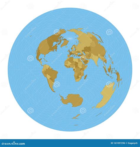 World Map Azimuthal Equidistant Projection Stock Vector Illustration Of Chart Global 167497296