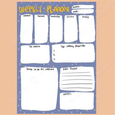 Plan Planner Class Schedule Schedules Weekly Printable Word Template