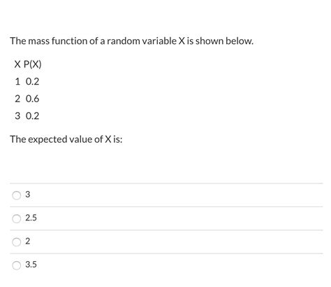 Solved The Mass Function Of A Random Variable X Is Shown
