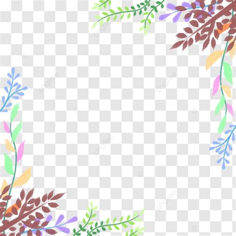 다채로운 나뭇잎 사각형 테두리 프레임 화려한 나뭇잎 수채화 Png 일러스트 및 Psd 이미지 무료 다운로드 Pngtree