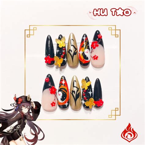 Mischievous Spirit Hu Tao Nails Genshin Impact Nails Etsy M Xico