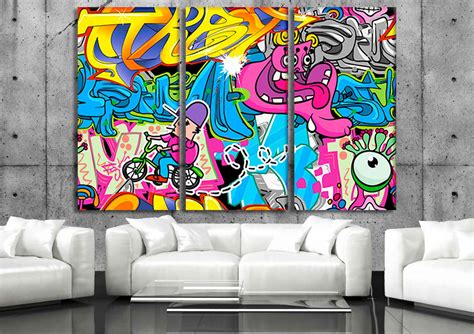 Graffiti Canvas Urban Art Urban Wall Art Colorful Print Etsy