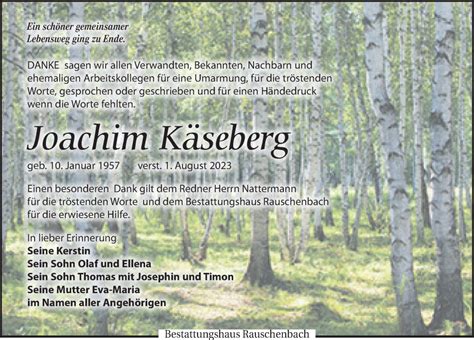 Traueranzeigen Von Joachim Käseberg Trauer Anzeigen De