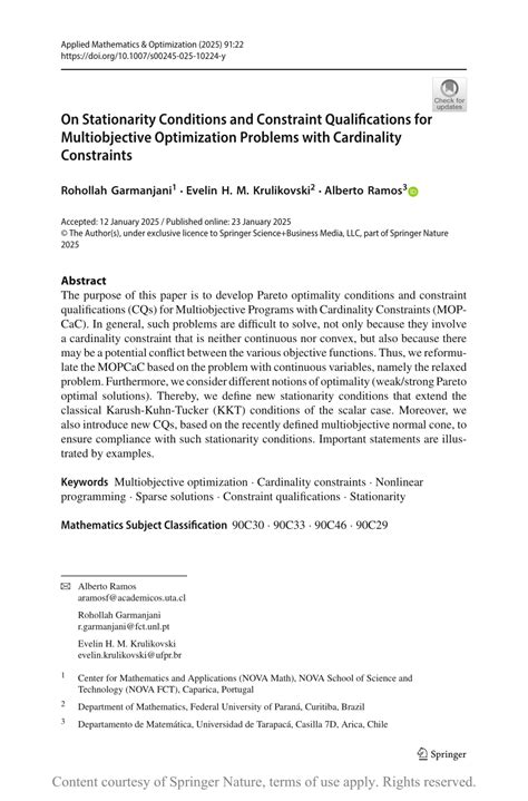 on stationarity conditions and constraint qualifications for