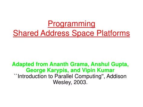 Ppt Programming Shared Address Space Platforms Powerpoint