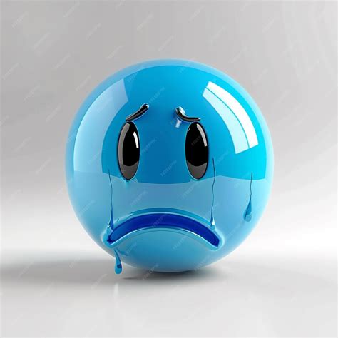 Blue Crying Face Emoji Premium Ai Generated Image