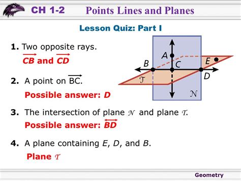 Geometry Ch 1 2 Points Lines And Planes Warm Up On A Number Line Worksheets Library